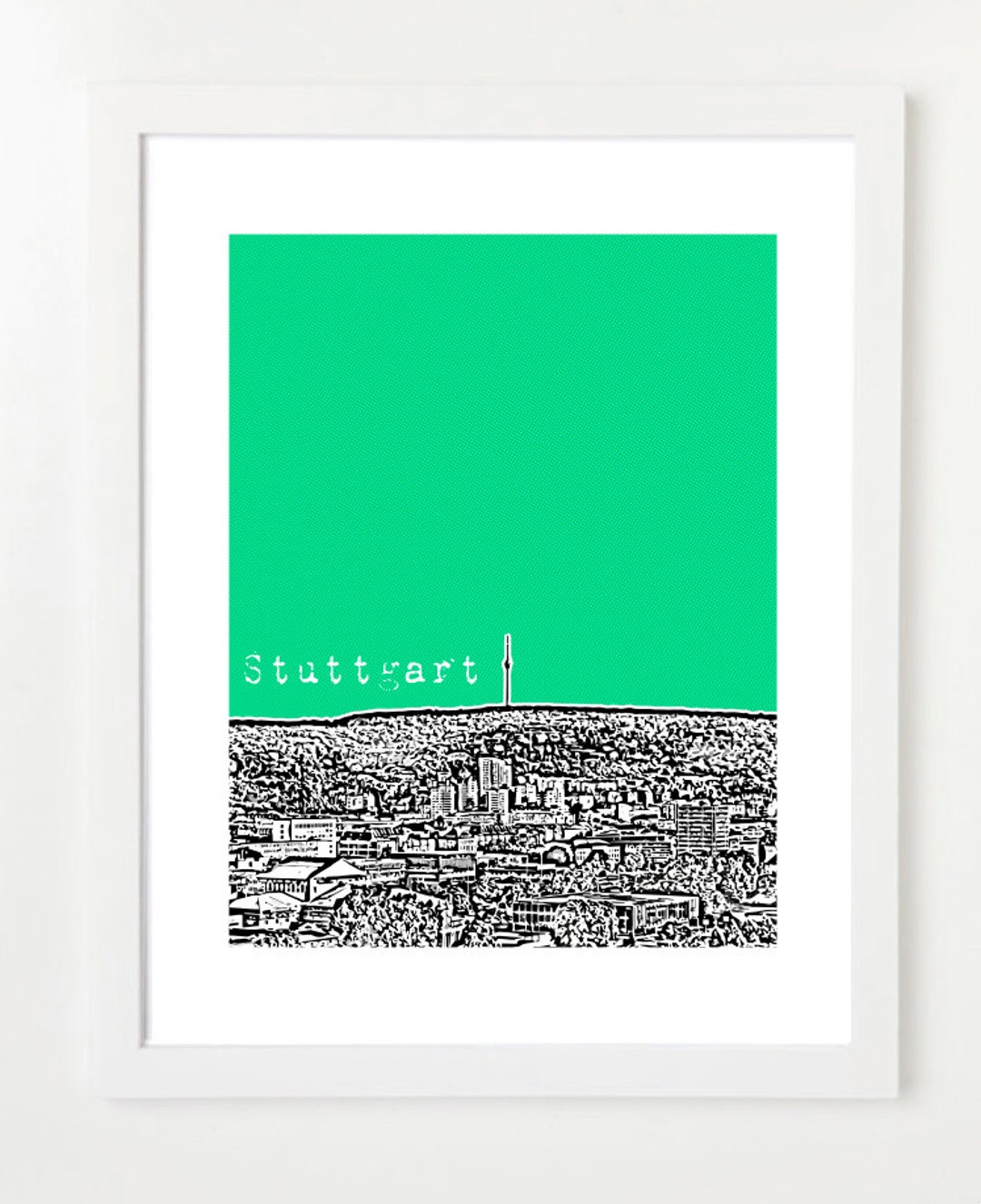 Stuttgart Germany Skyline Art Print Stuttgart Poster TV Tower Choose ...