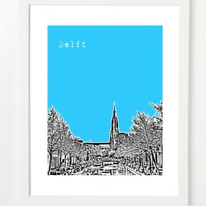 Delft Skyline Poster Delft Netherlands City Skyline Art Print - Etsy