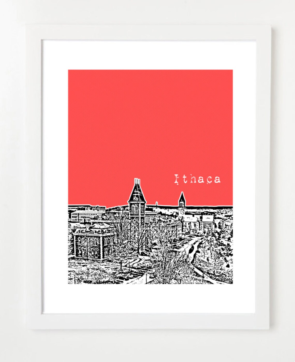 Ithaca New York Art Print Ithaca Poster Ithaca Skyline Art - Etsy UK