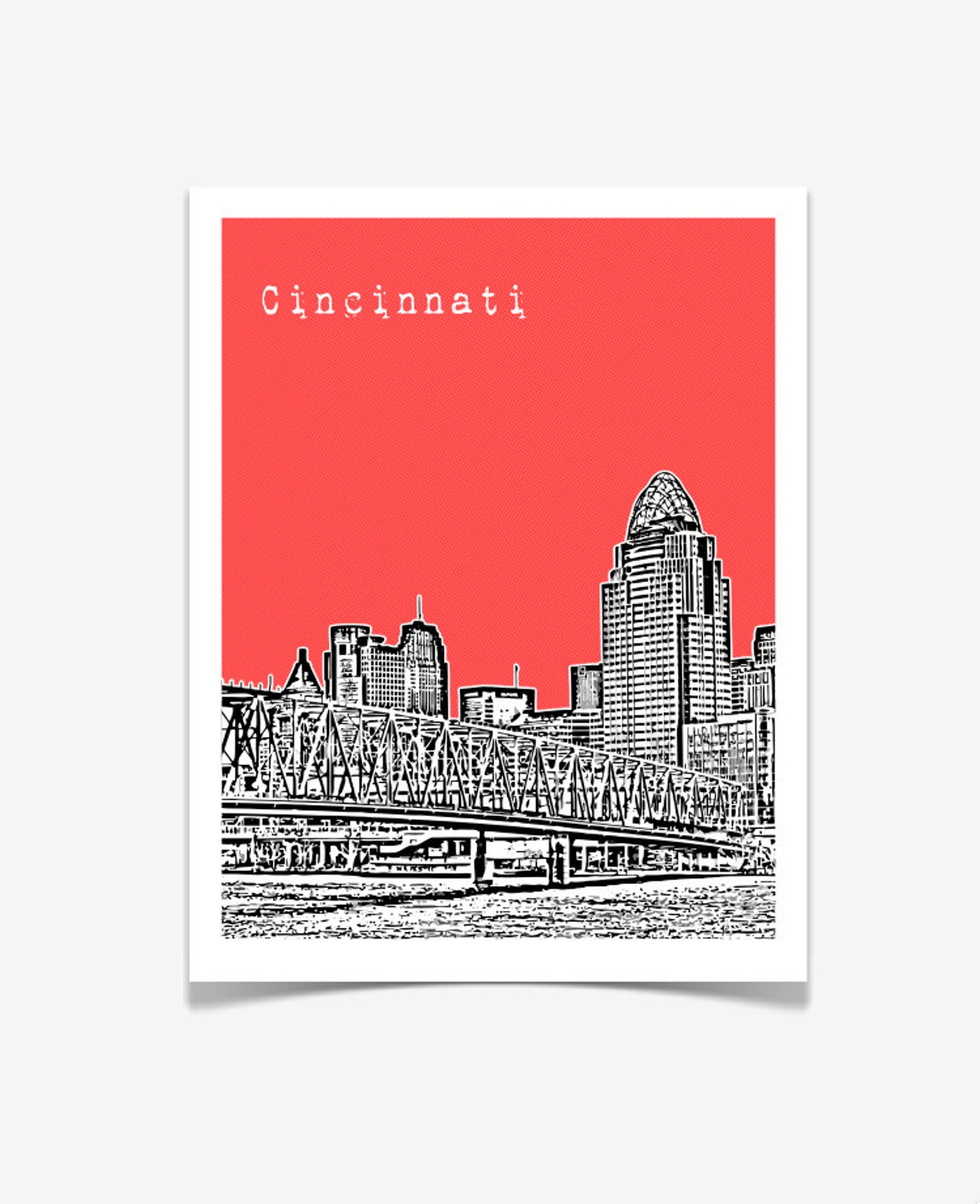 Cincinnati Art Print Cincinnati Skyline Poster Cincinnati - Etsy