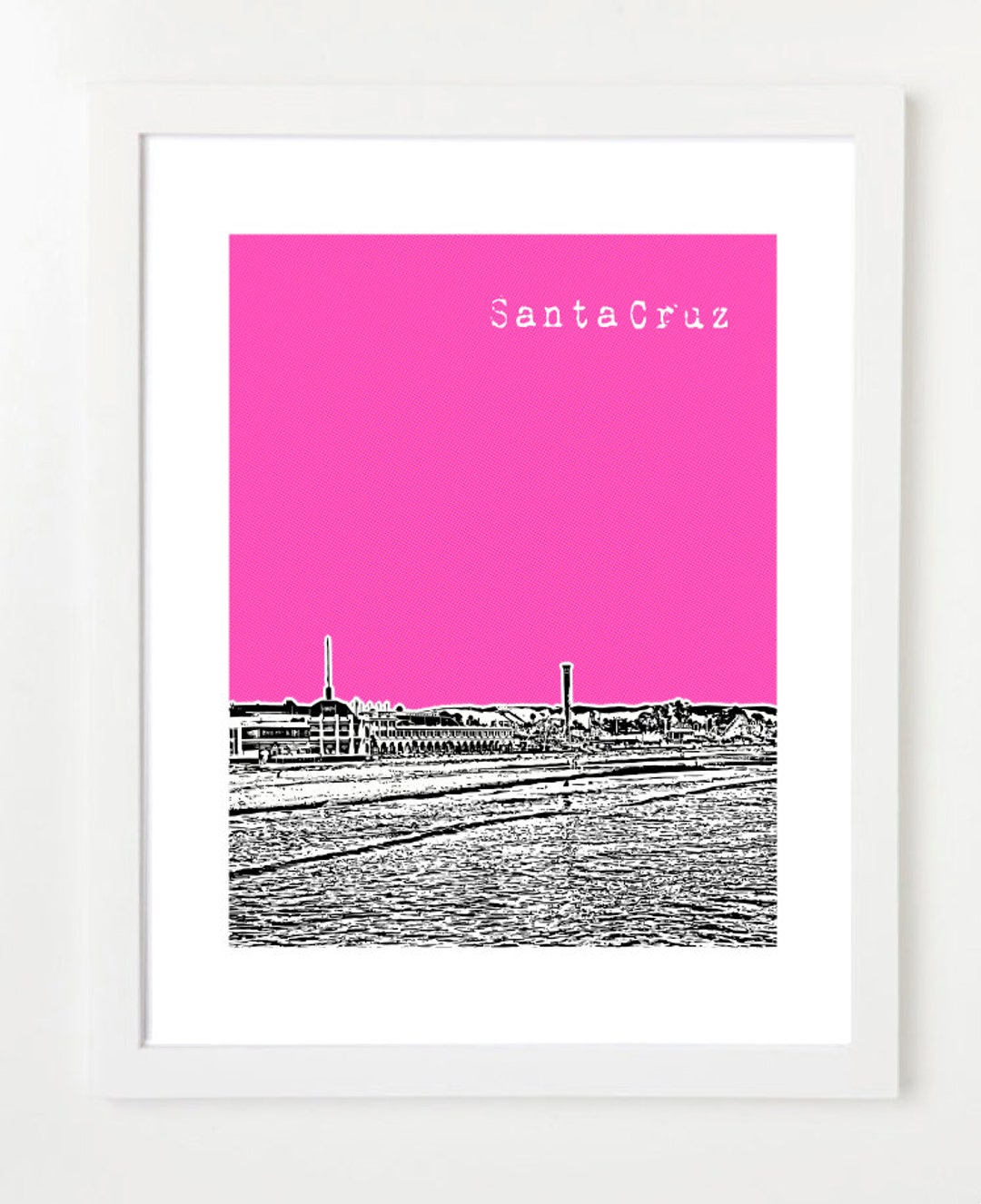 Santa Cruz, California Poster Santa Cruz City Skyline Series Art Print ...