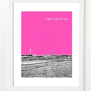 Santa Cruz, California Poster Santa Cruz City Skyline Series Art Print ...