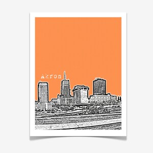 Akron Ohio Skyline Art Print Akron Ohio Poster Akron Skyline Print - Etsy
