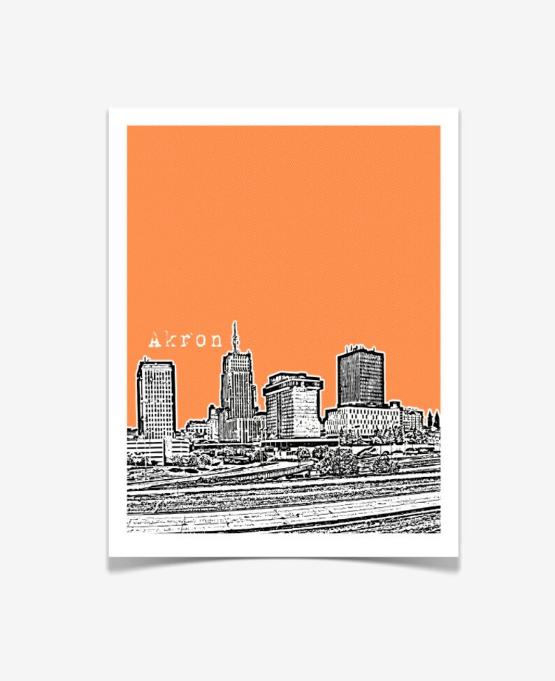 Akron Ohio Skyline Art Print Akron Ohio Poster Akron | Etsy