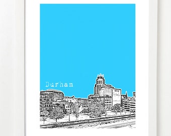Durham Skyline Poster Durham North Carolina Art Print | Etsy