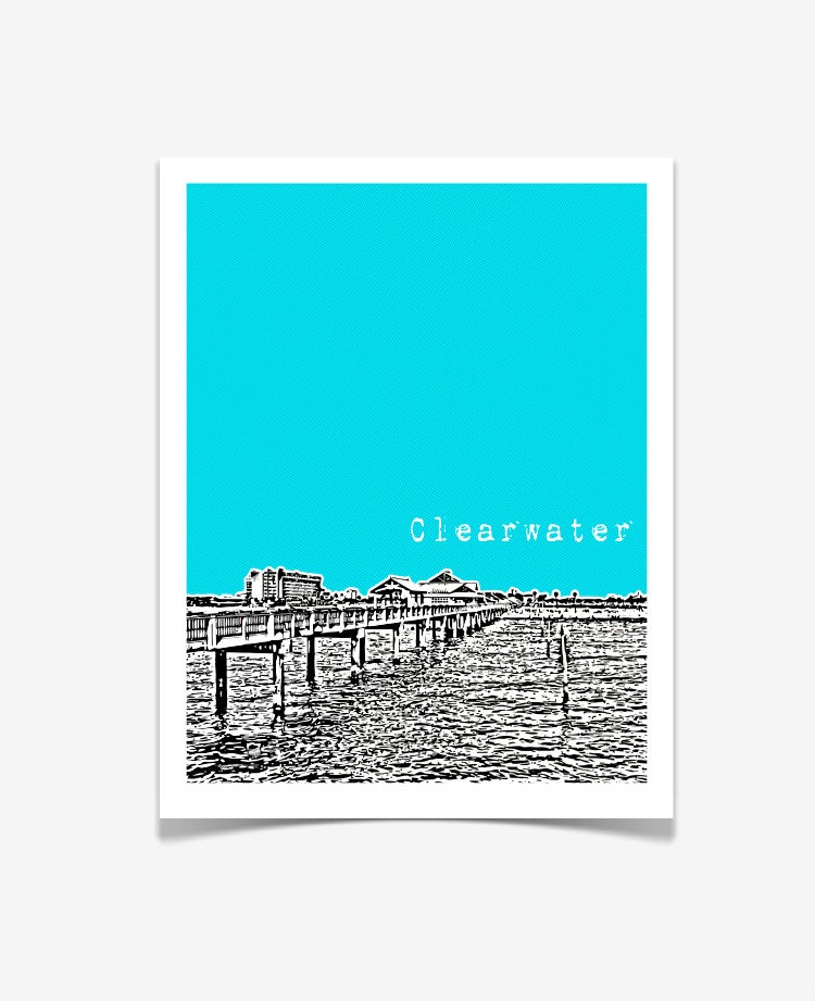 Clearwater Florida Art Print Clearwater City Skyline Series | Etsy