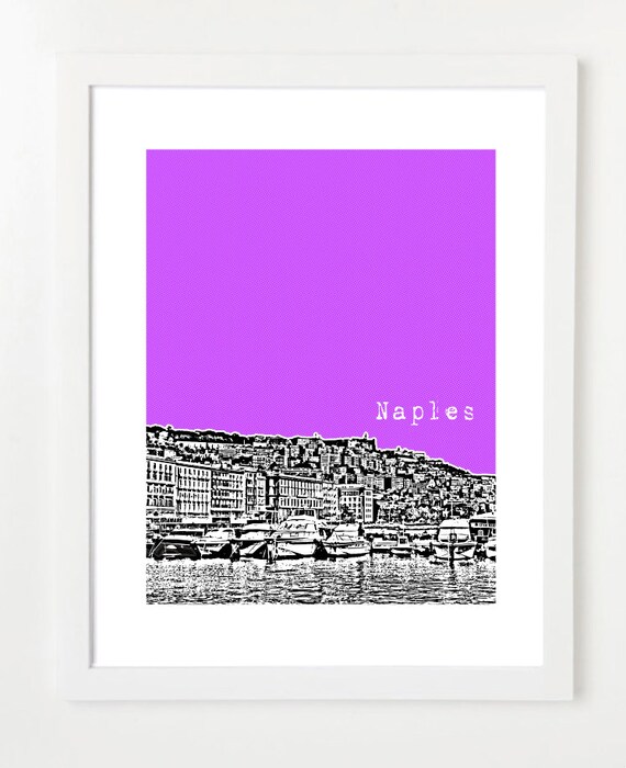 Naples Skyline Poster Naples Italy Art Italian Poster | Etsy