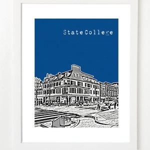 State College Art Print State College Pennsylvania City Skyline Poster ...