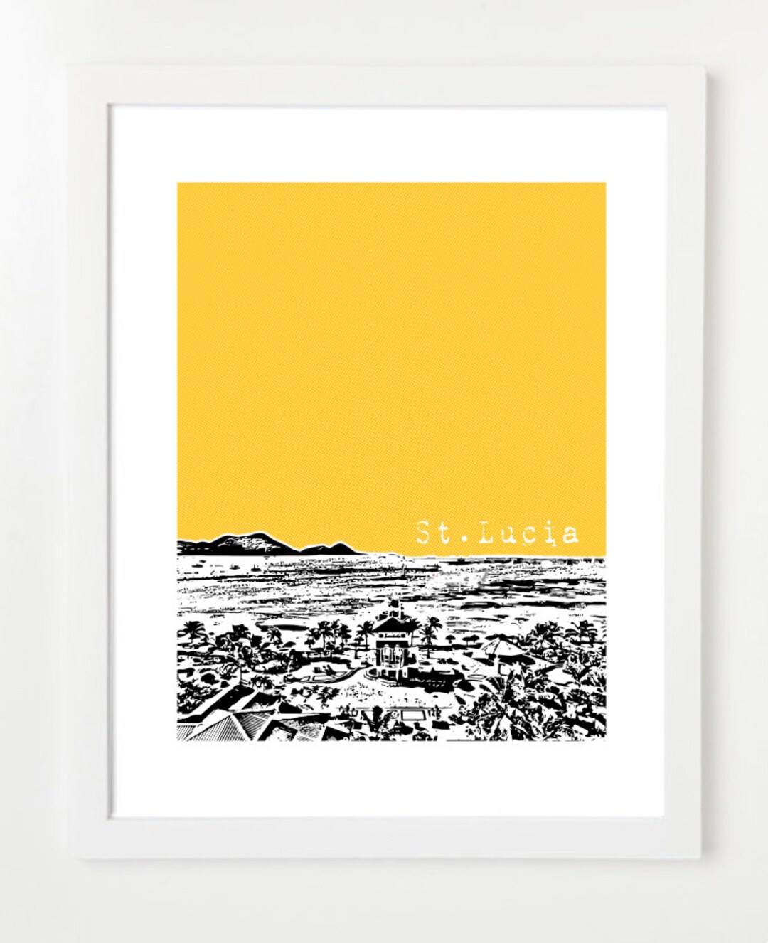 St. Lucia Poster St. Lucia Skyline Art Print Caribbean - Etsy