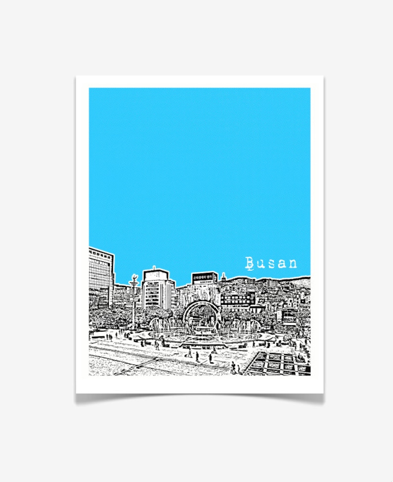 Busan South Korea Poster City Skyline Art Print Busan Art - Etsy