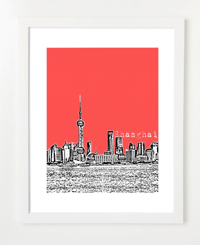 Shanghai City Skyline Art Print Shanghai Poster - Etsy