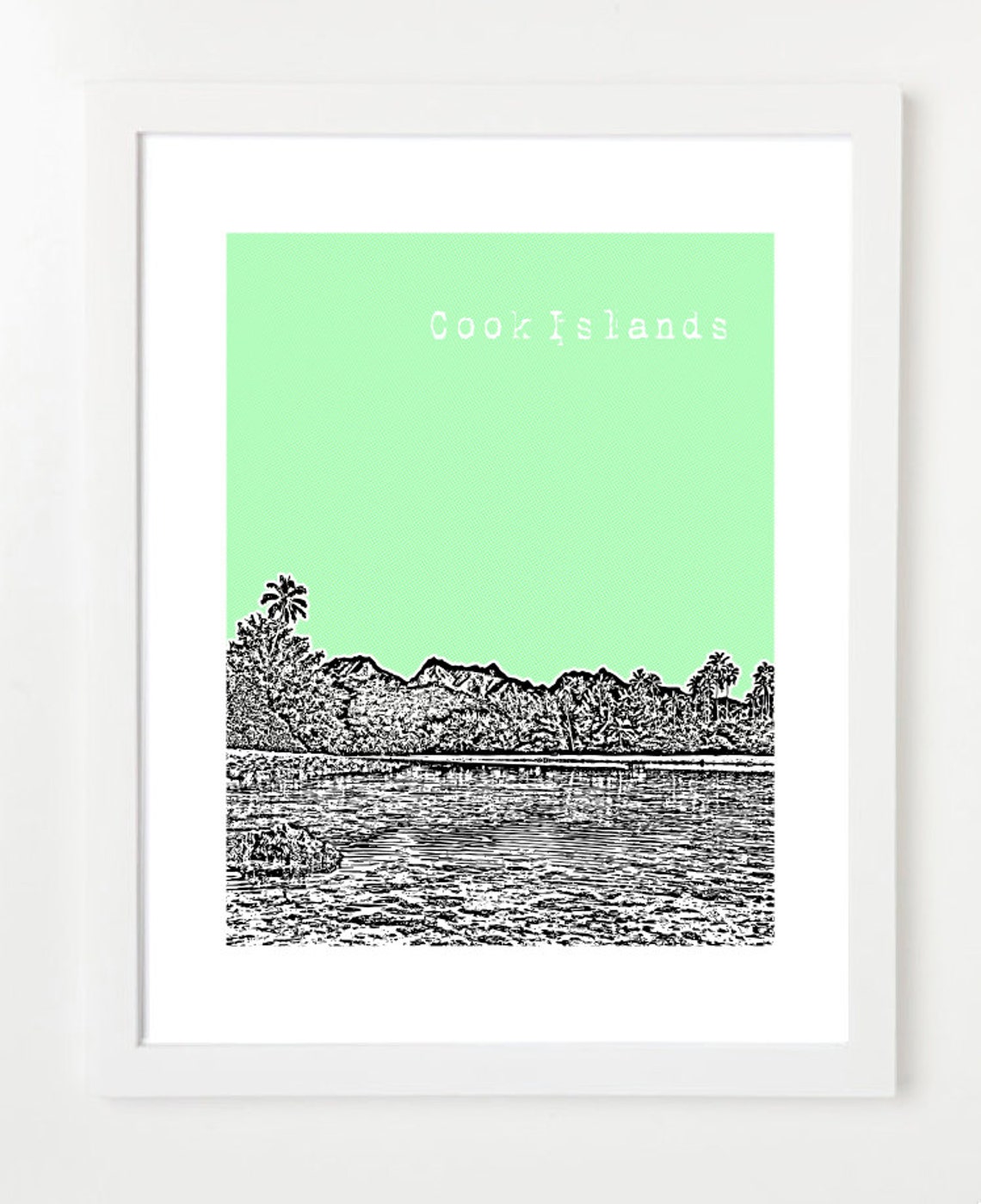 Cook Islands Poster Rarotonga City Skyline Art Print Te - Etsy