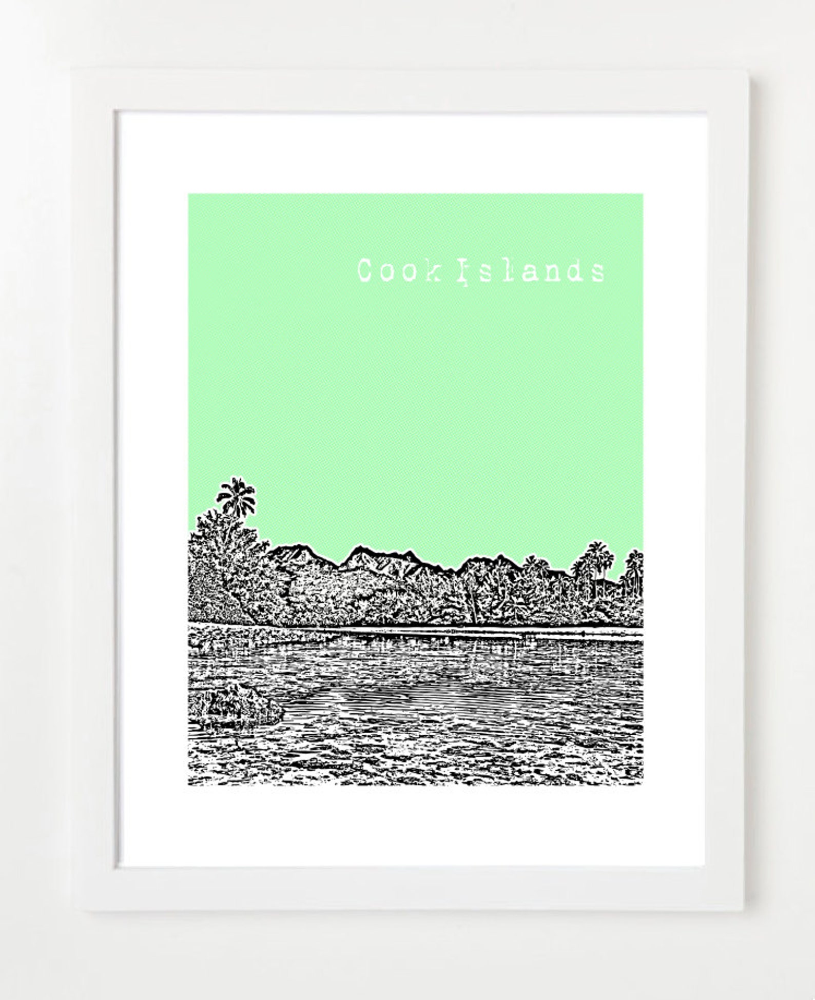 Cook Islands Poster Rarotonga City Skyline Art Print Te - Etsy