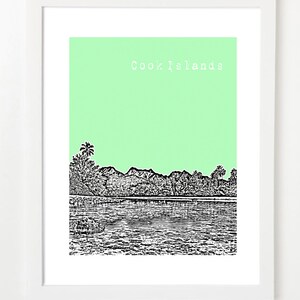 Cook Islands Poster Rarotonga City Skyline Art Print Te Manga - Etsy