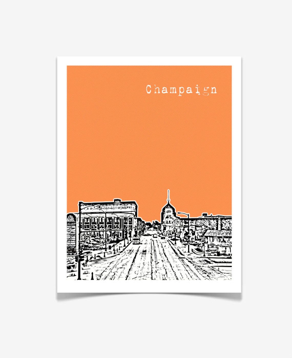 Champaign Illinois Poster City Skyline Champaign Art - Etsy