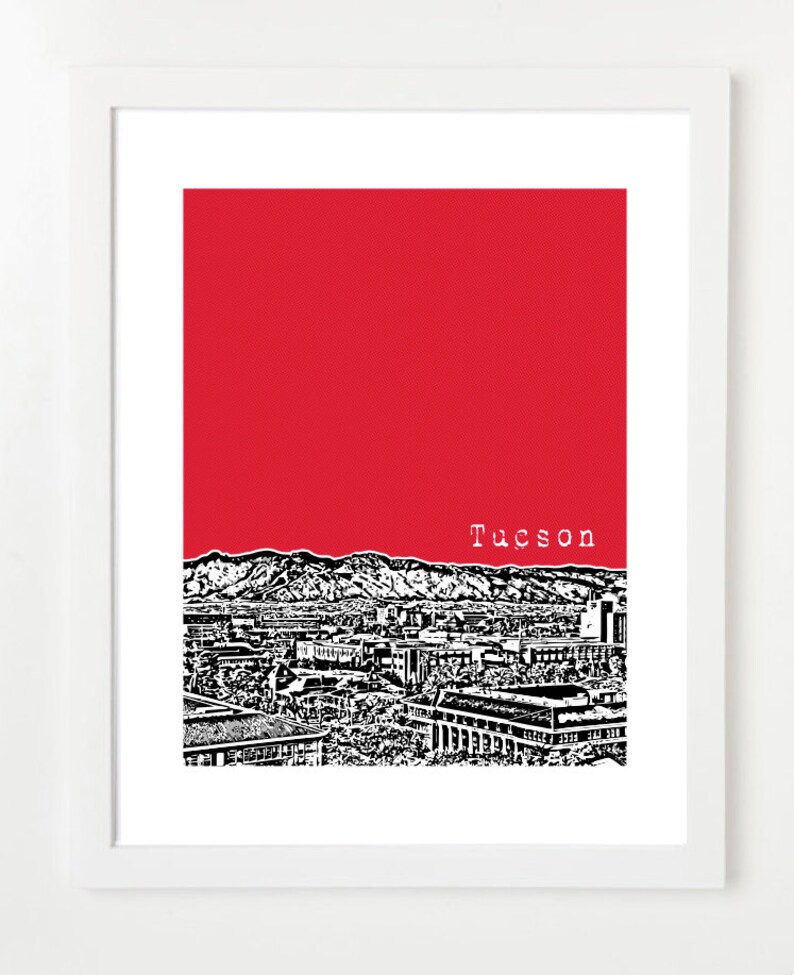 Tucson Skyline Art Print Arizona Art Tucson City Skyline - Etsy