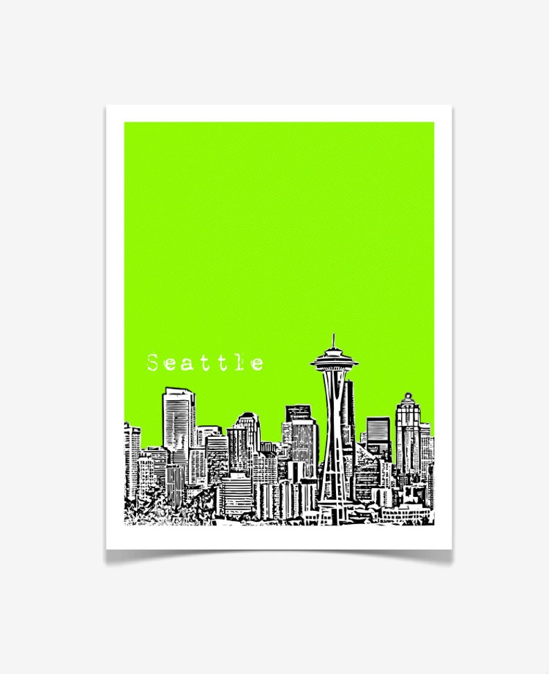 Seattle Seattle Poster City Skyline Art Print Seattle | Etsy