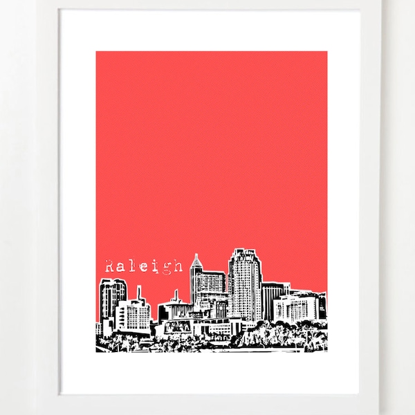 Raleigh Skyline Wall Art - Etsy