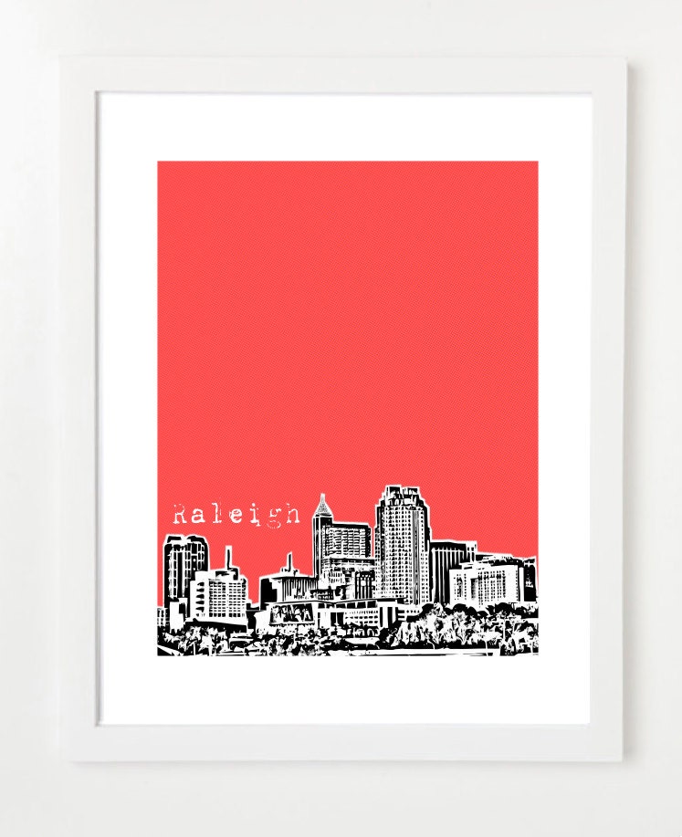 Raleigh Art Print Raleigh NC City Skyline Poster Raleigh | Etsy