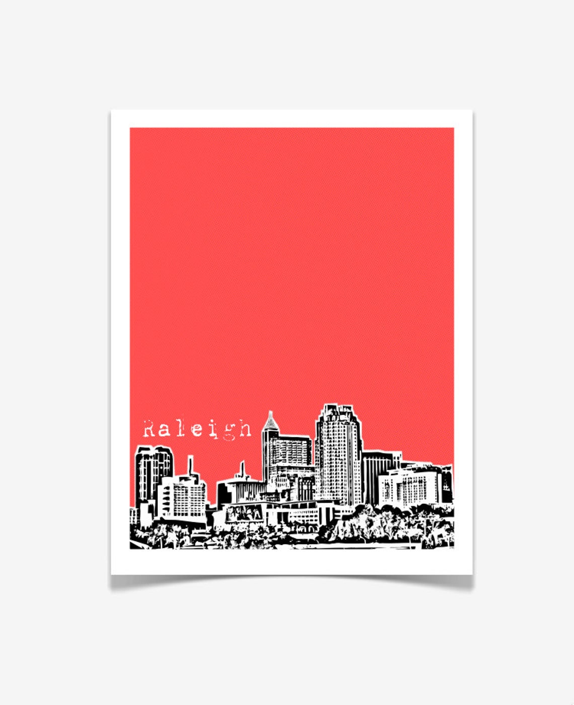 Raleigh Art Print Raleigh NC City Skyline Poster Raleigh - Etsy