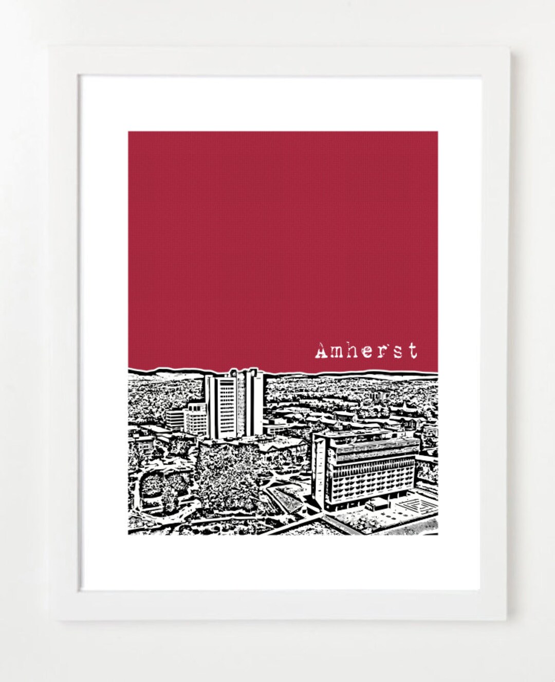 Amherst Poster Amherst City Skyline Series Art Print Amherst Gift for ...