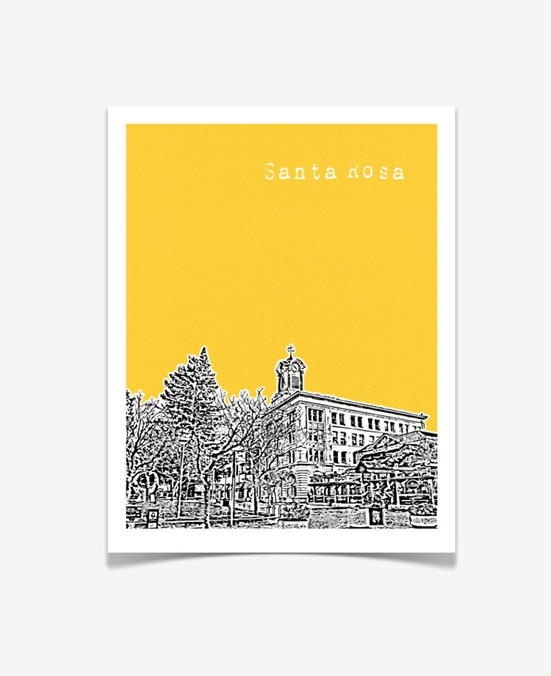 Santa Rosa California Poster Santa Rosa City Skyline Series - Etsy