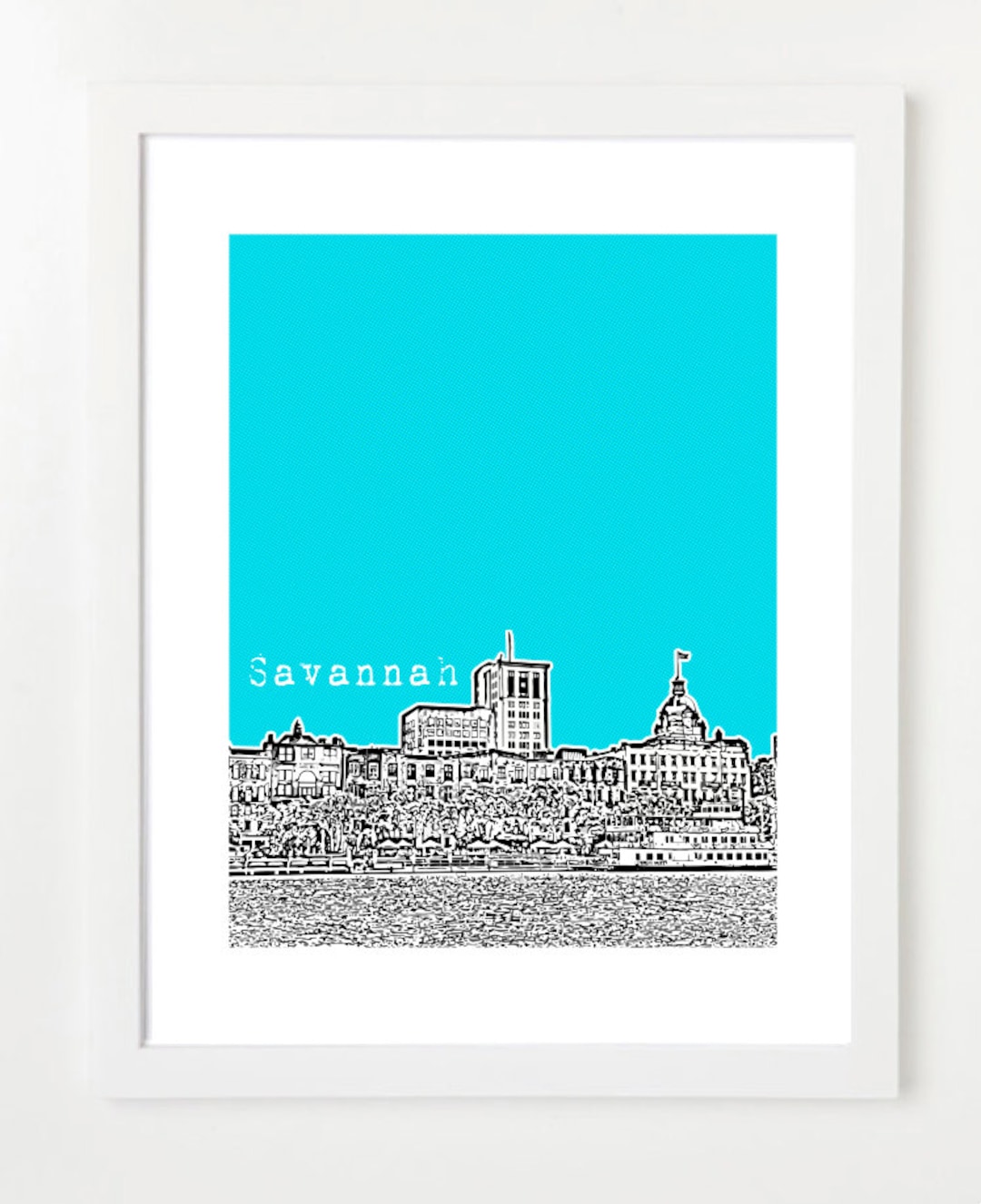 Savannah, Georgia Poster Savannah City Skyline Art Print Savannah ...