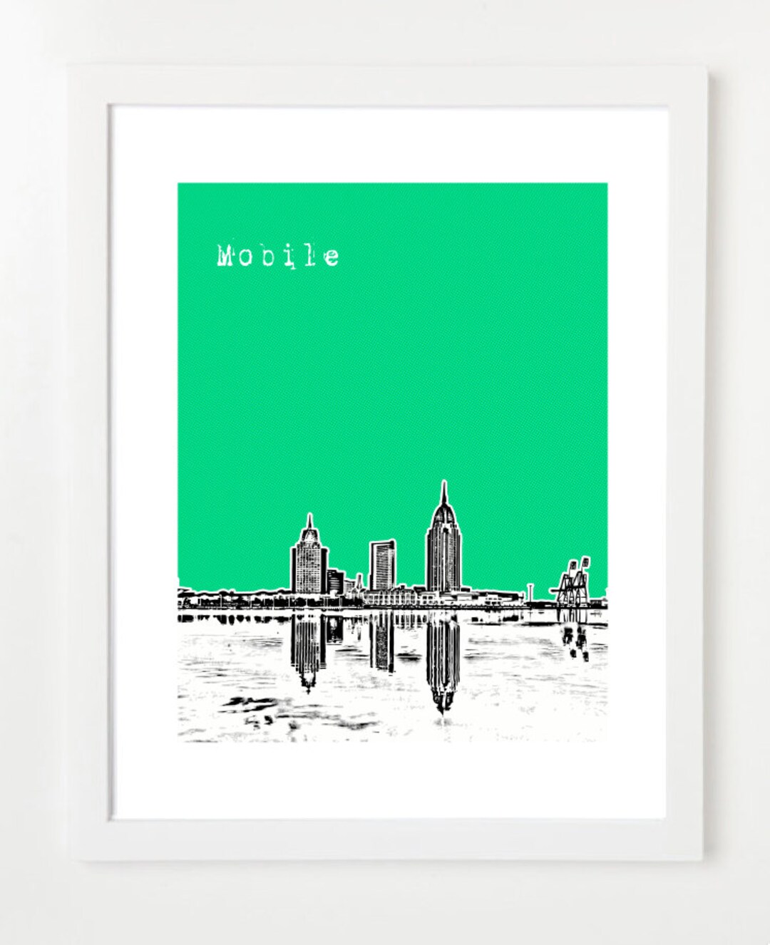 Mobile Alabama Skyline Art Print Mobile Poster Mobile AL Gifts - Etsy