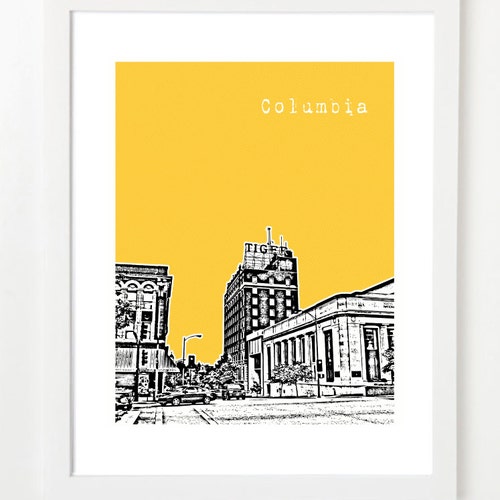 Columbia Skyline Art Print City Skyline Poster Columbia - Etsy