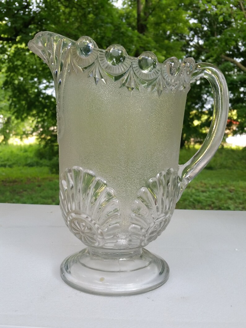 Rare Eapg Glass Pitcher 1880 Westmoreland Shell And Jewel Etsy