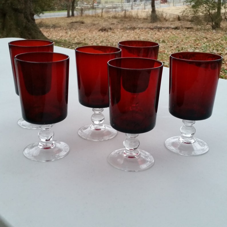 Ruby red Luminarc Arcoroc Cavalier stemware bar ware FRANCE | Etsy