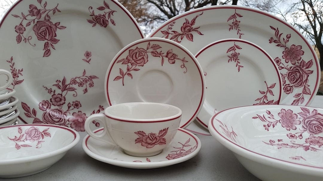 Sharon Pattern Mayer China 1950s Restaurant Ware HTF Roses Transferware ...