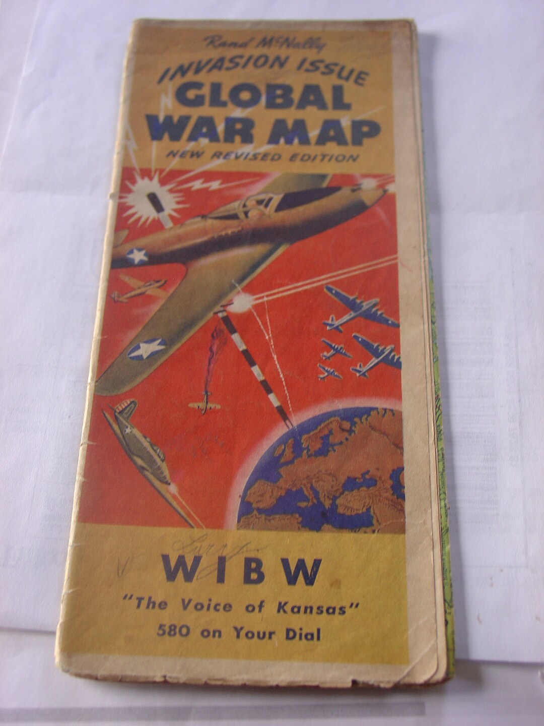 WIBW Radio GLOBAL War Map Invasion Issue 1940's - Etsy