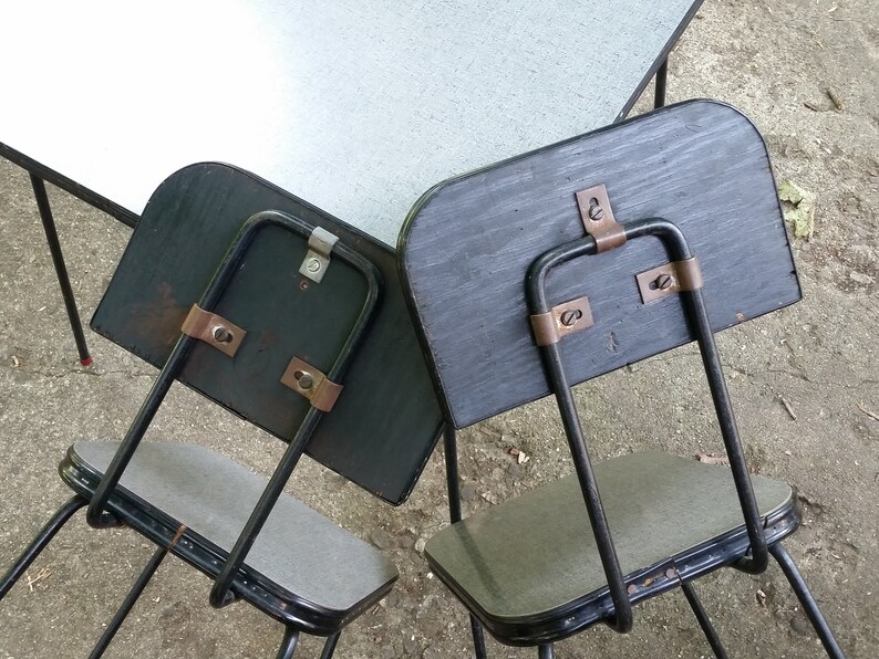 MCM Children's Formica Play Table and Chair Set Gray Tweed - Etsy
