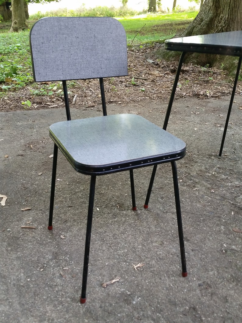 MCM Children's Formica Play Table and Chair Set Gray Tweed - Etsy