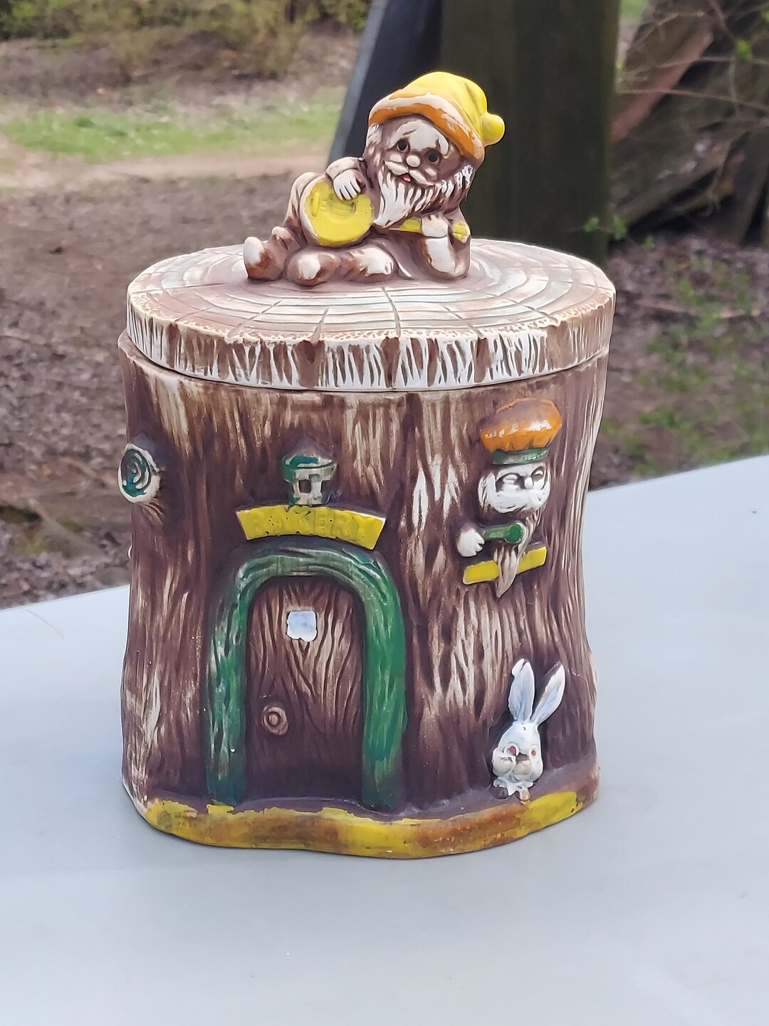 Feebler Elfs Bakery Stump Cookie Jar Canister Ceramic - Etsy
