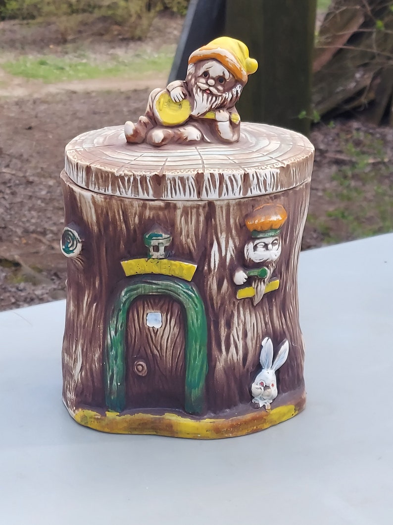 Feebler Elfs Bakery Stump Cookie Jar Canister Ceramic - Etsy