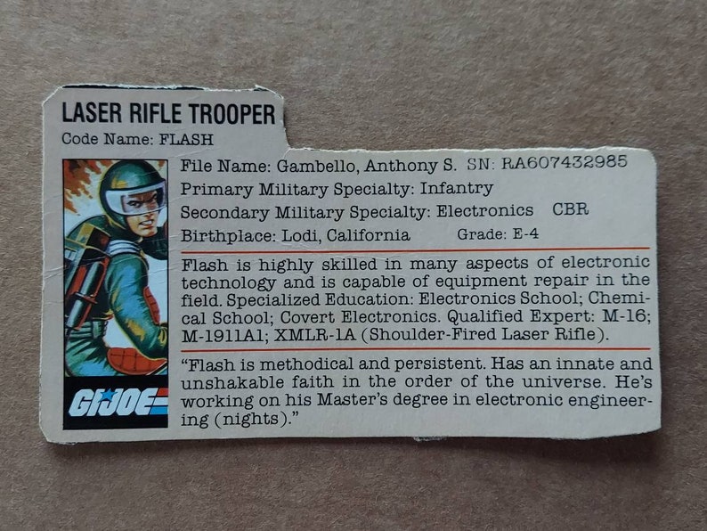 GI Joe File Cards for Series 1 Straight Arm Figures ARAH by - Etsy