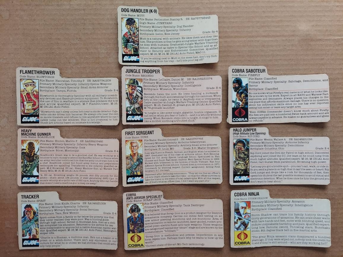GI Joe File Cards Series 3 ARAH by Hasbro 1984 - Etsy