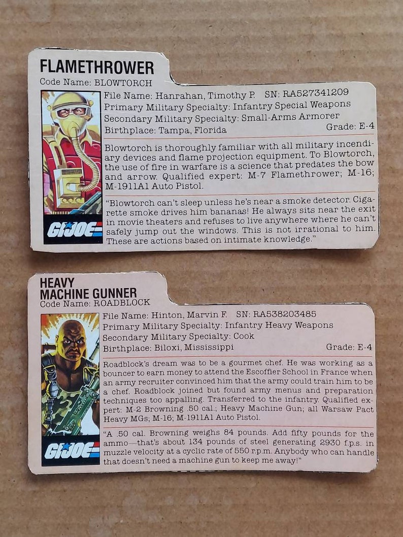 GI Joe File Cards Series 3 ARAH by Hasbro 1984 - Etsy