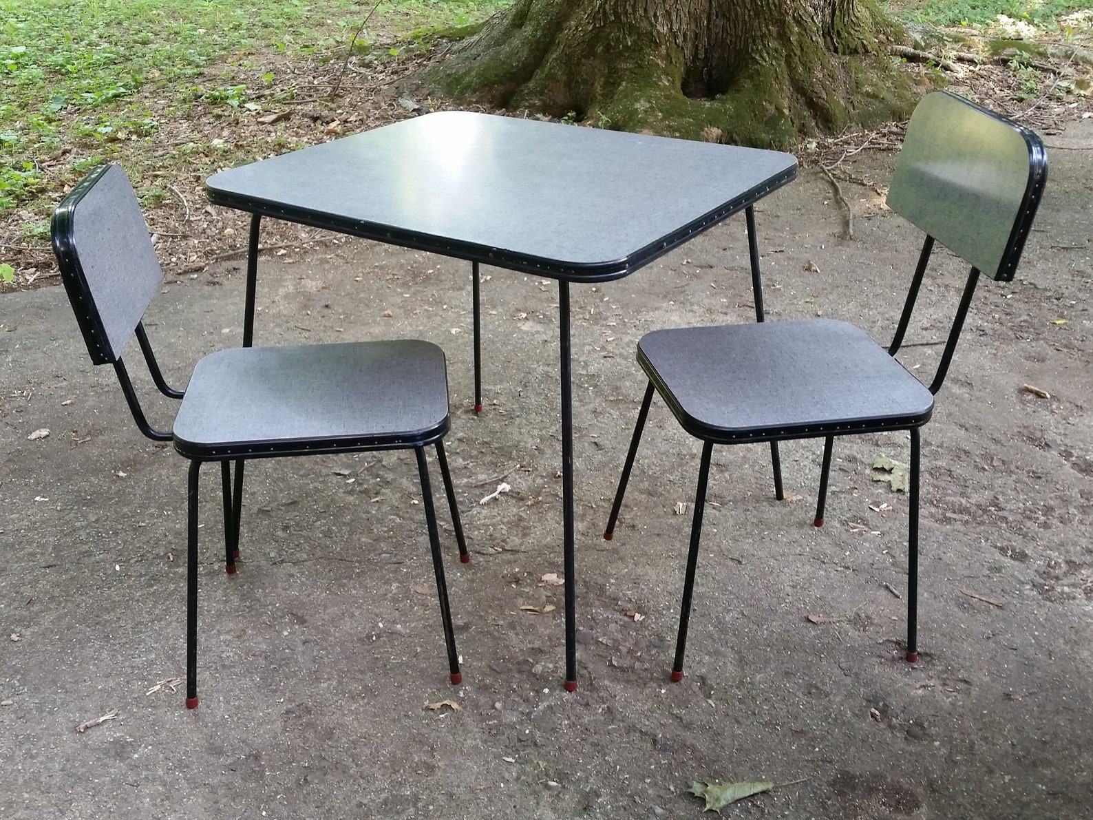 MCM Children's Formica Play Table and Chair Set Gray Tweed - Etsy