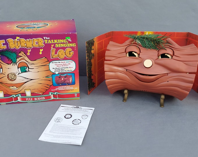 Yule Burner Singing Animated Christmas Log Novelty Toy 1990s - Etsy