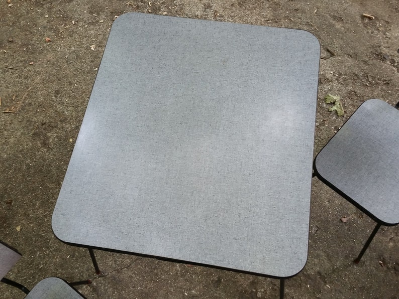 MCM Children's Formica Play Table and Chair Set Gray Tweed - Etsy