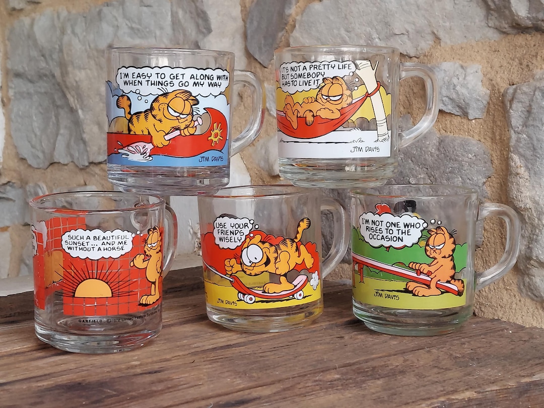 Mcdonald's Garfield Drink Mug Glasses 1980s Jim Davis - Etsy