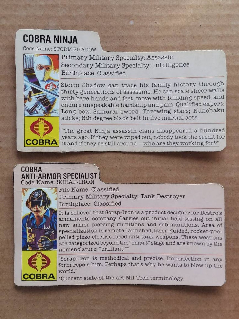 GI Joe File Cards Series 3 ARAH by Hasbro 1984 - Etsy