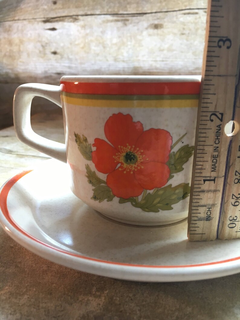 Fantastic Mid Century Fire Flower Mugs and Saucer by Lenox. - Etsy
