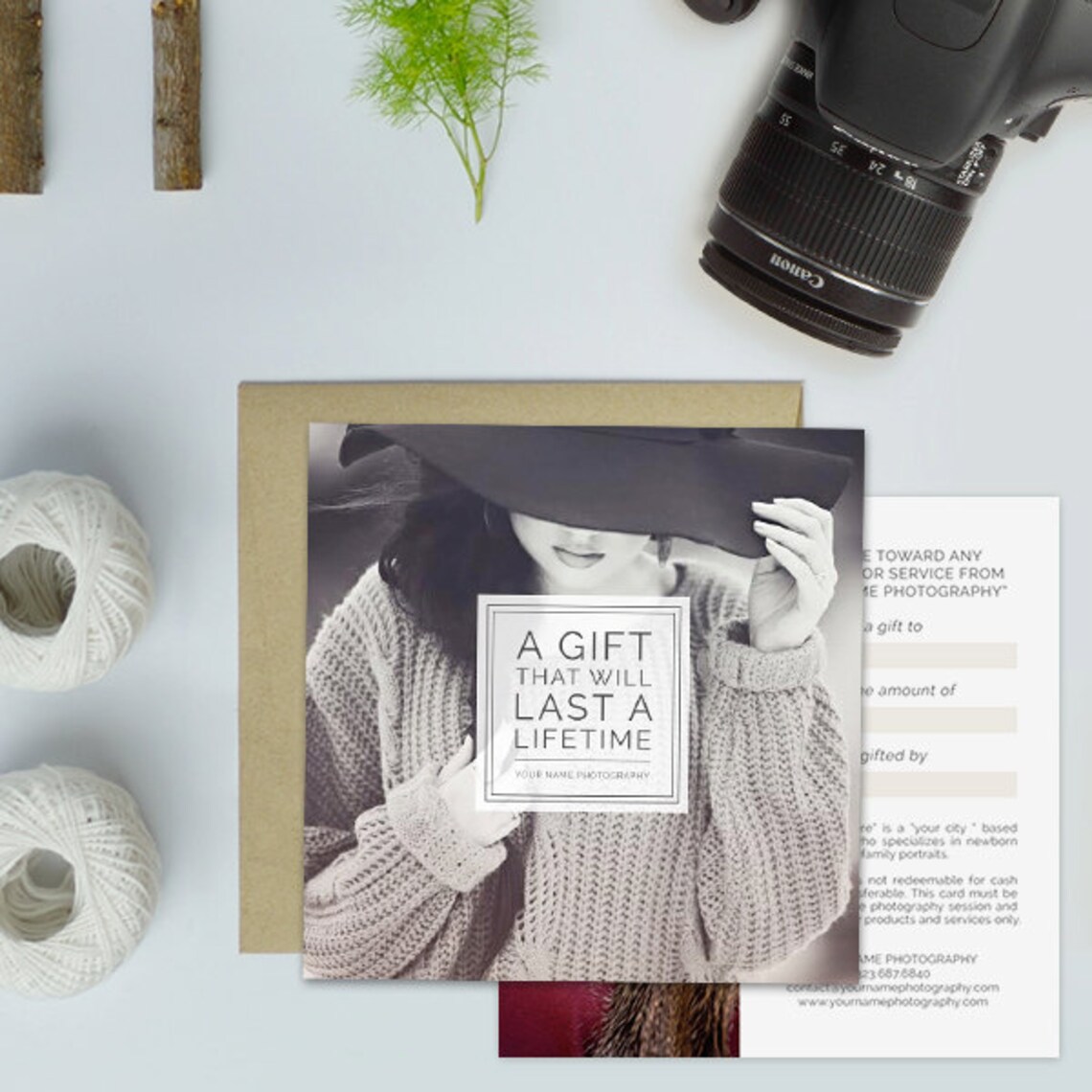 Photography Gift Card Template Photography Studio Gift | Etsy