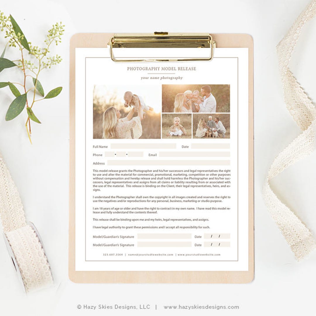Photography Model Release Form Template - Photography Forms ...