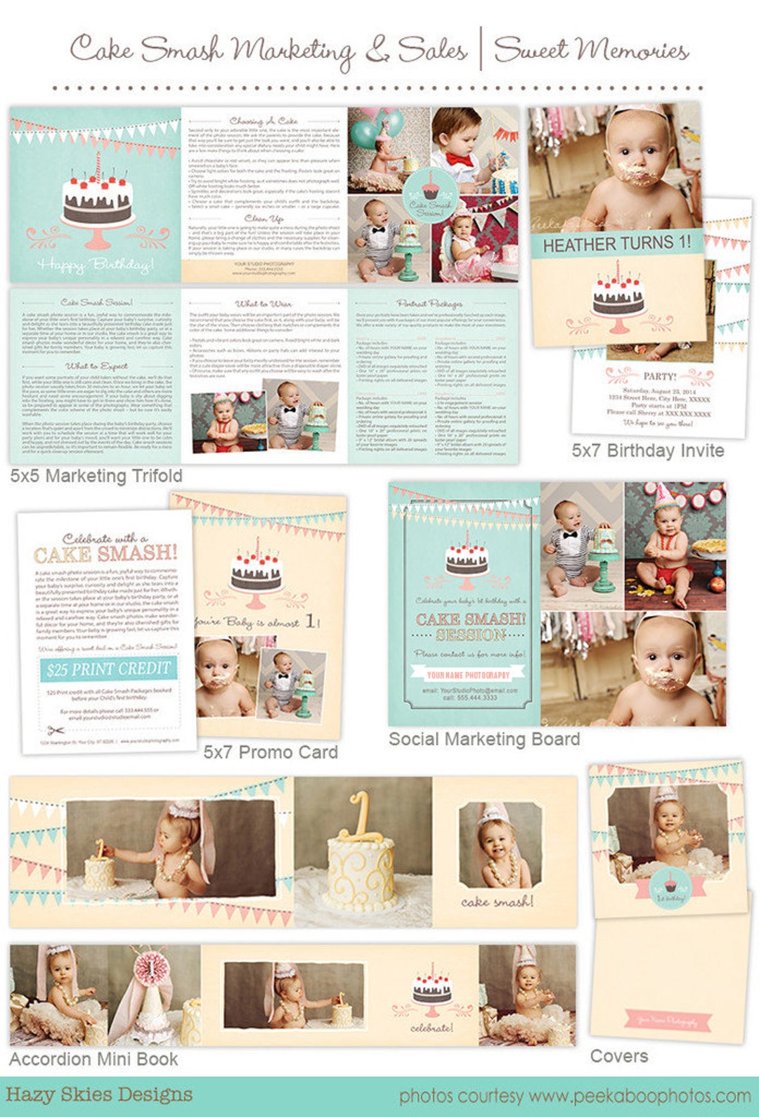 Cake Smash Photography Marketing Set Cake Smash Templates. - Etsy