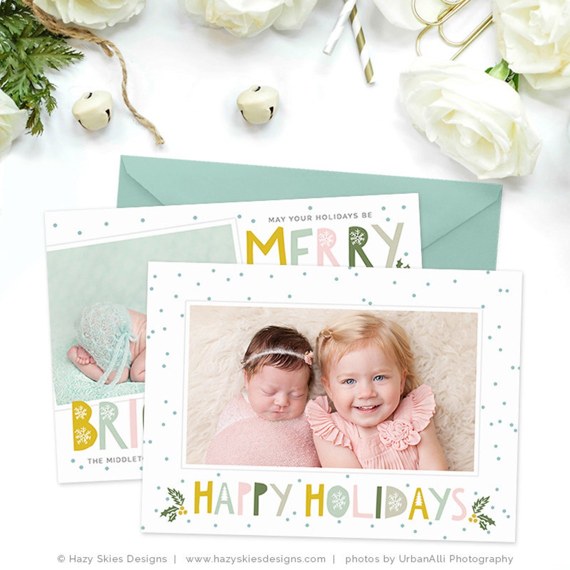 Holiday Card Template for Photographers Holiday Card Template - Etsy